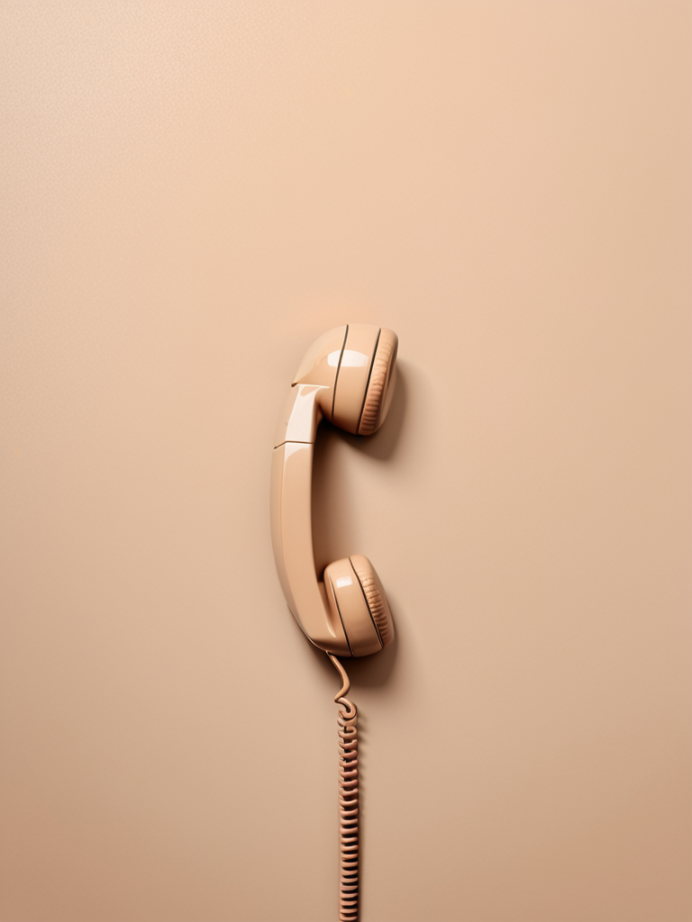 Vintage Beige Telephone Hanging Against a Soft, Monochromatic Background