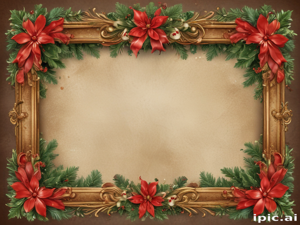 Elegant Festive Frame Decorated with Red Flowers and Greenery for ...