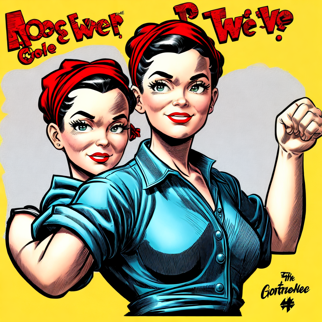 original rosie the riveter in old comics book style