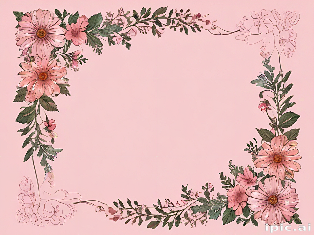 Delicate Floral Border Design with Soft Pink Background for Elegant ...