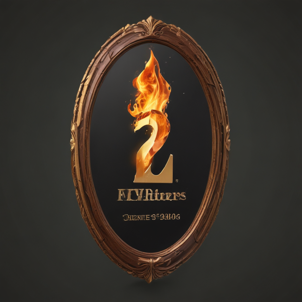 Elegant Frame Featuring Fiery Number Two in a Dark Background