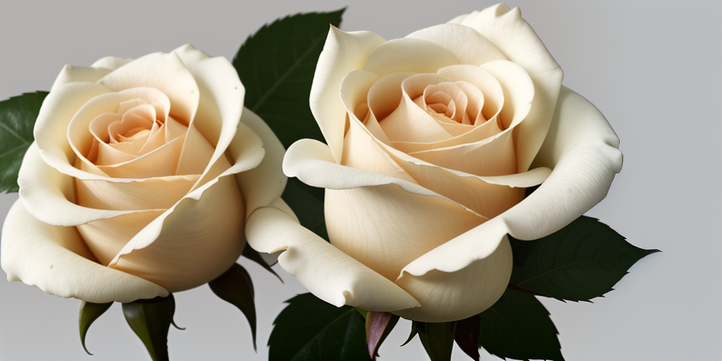 Two Elegant Cream Roses Surrounded by Lush Green Leaves in Soft Light