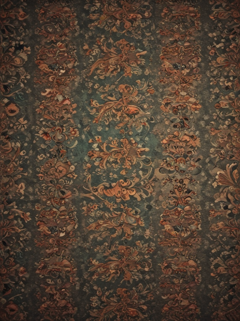 Intricate Floral Pattern on a Richly Textured Background with Vintage Charm