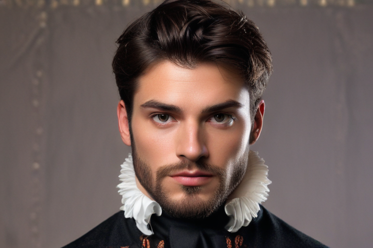 French tudor era prince, dark hair, brown eyes, prominent nose, trimmed ...