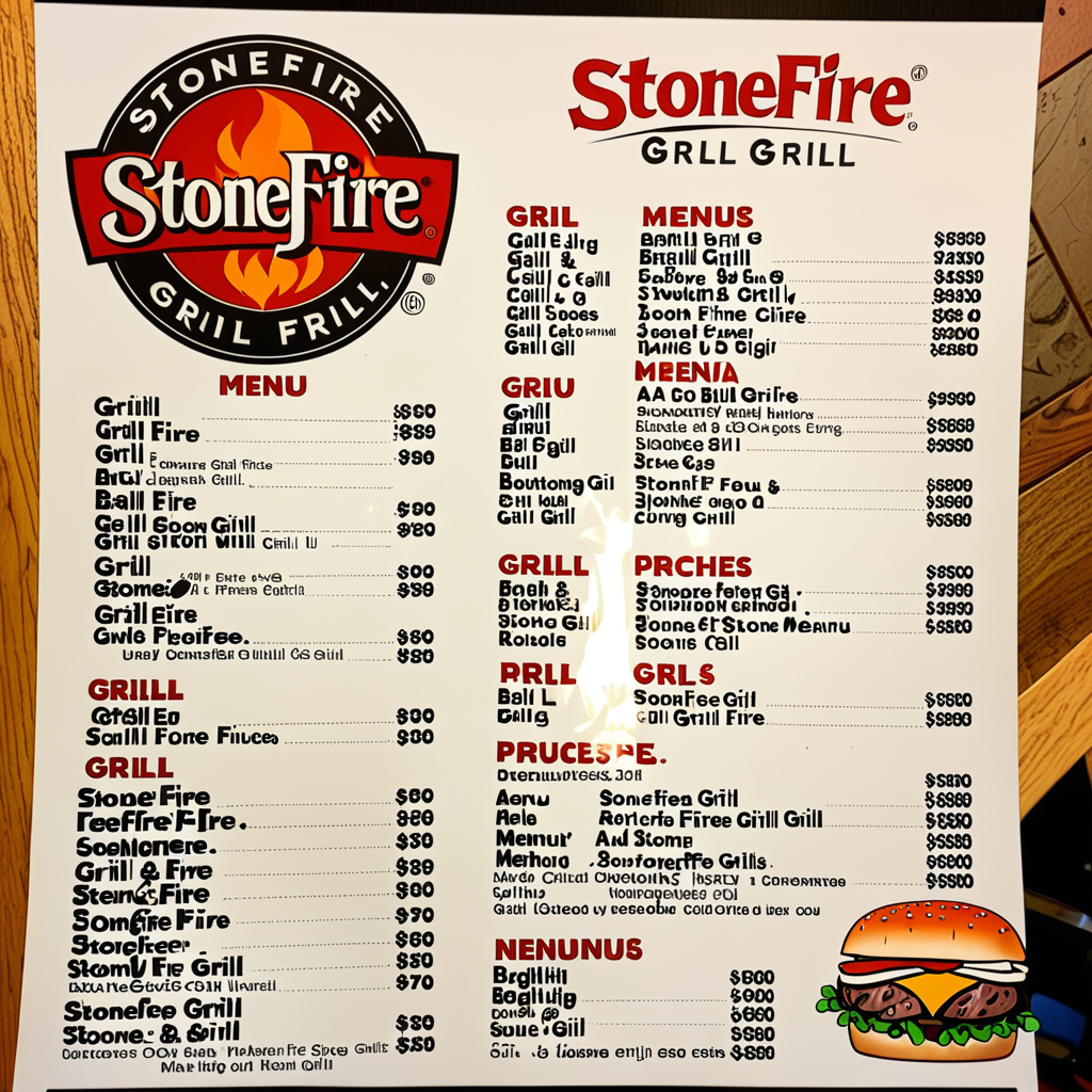 Delicious Dining Options Listed on the StoneFire Grill Menu Display