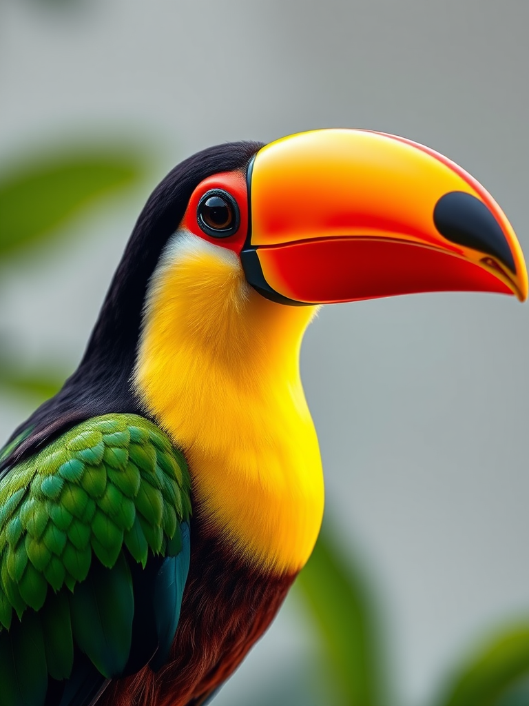 A Colorful Toucan Displaying Its Vibrant Plumage in Nature's Beauty.