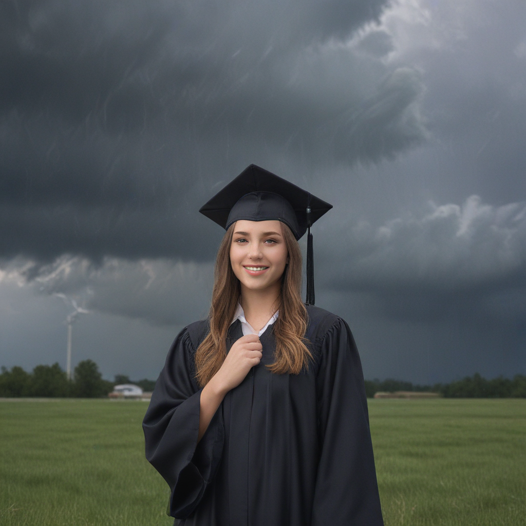 Graduation photoshoot in the storm