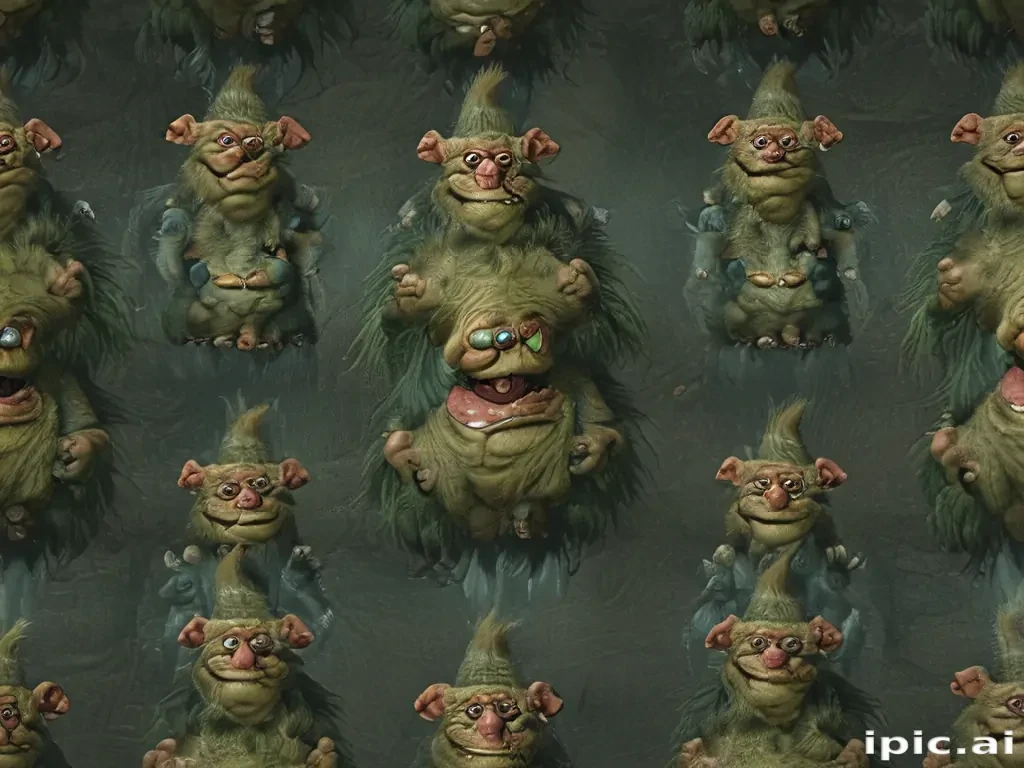 Whimsical Collection of Playful Troll Characters in a Charming Pattern ...
