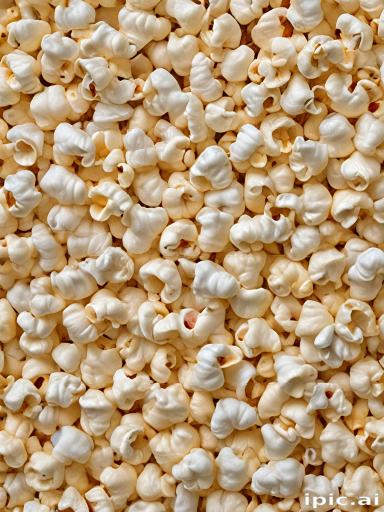 Close-Up View of a Large Pile of Fluffy, Delicious Popcorn Kernels
