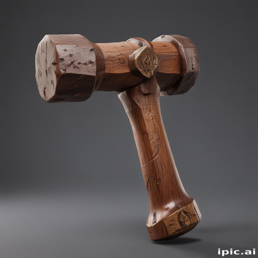 A Beautifully Carved Wooden Hammer with Intricate Details and Design