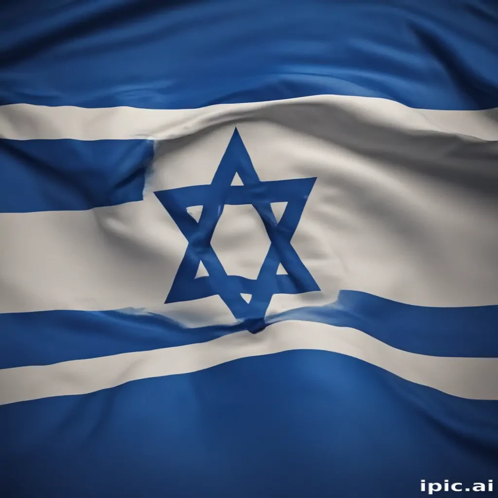 Beautifully Draped Israeli Flag Displaying Its Iconic Blue and White Colors