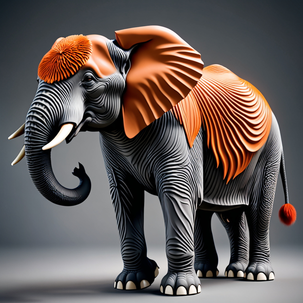 A fusion of elephant and fox, featuring the elephant's robust body with ...