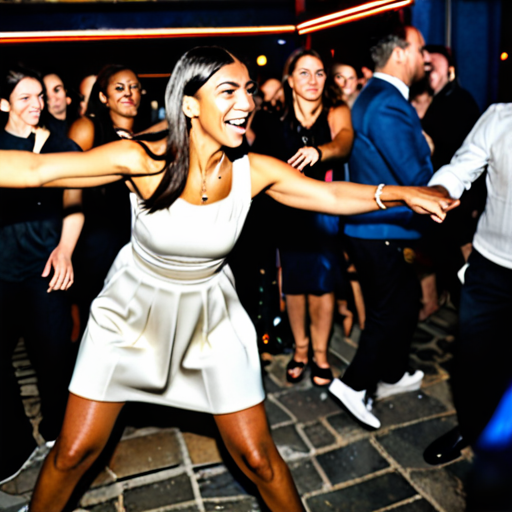 Aoc at a nightclub dancing