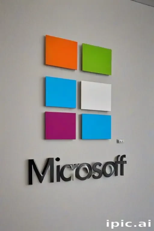Colorful Microsoft Logo Displayed on Wall in Modern Office Environment
