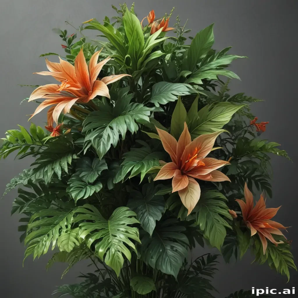 Vibrant Tropical Plant Arrangement Featuring Lush Greenery and Striking ...