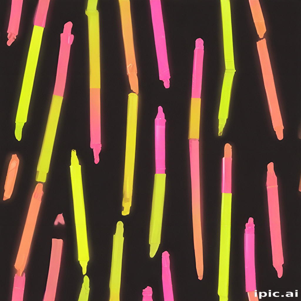 Colorful Arrangement of Bright Neon Highlighters on a Dark Background