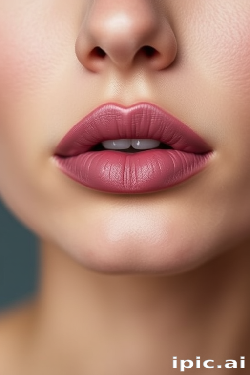 Close-Up of Beautifully Defined Lips with Subtle Pink Lip Color