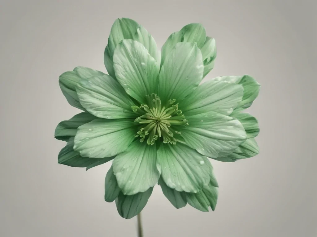 Delicate Green Flower with Petals Glimmering in Soft Natural Light