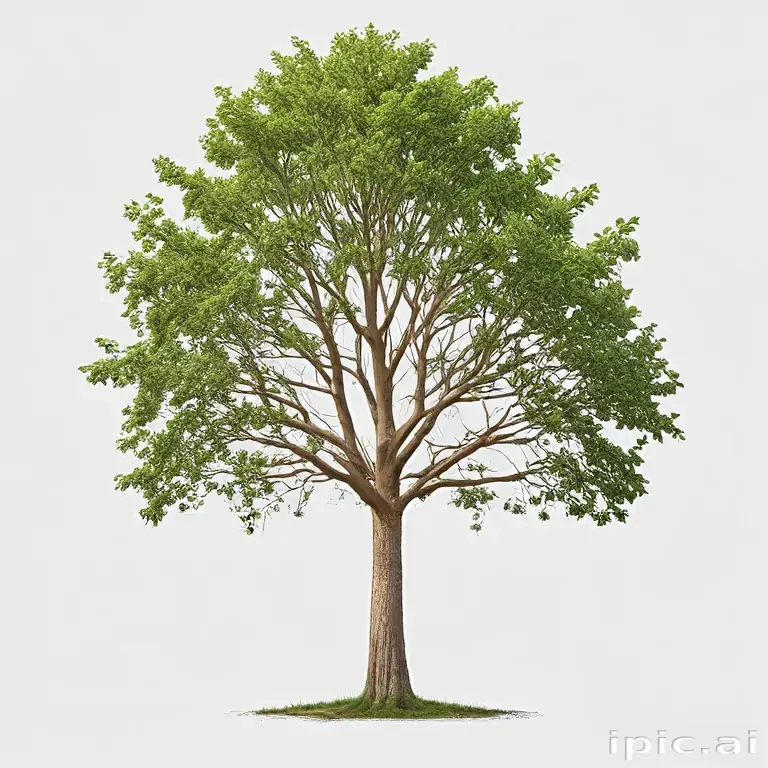 A Majestic Green Tree Standing Tall Against a Light Background.