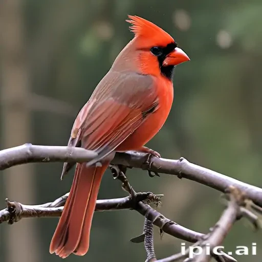 A Vibrant Red Cardinal Perched Gracefully on a Branch in Nature.