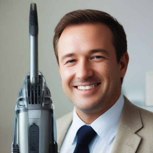 a happy hoover with a man's face