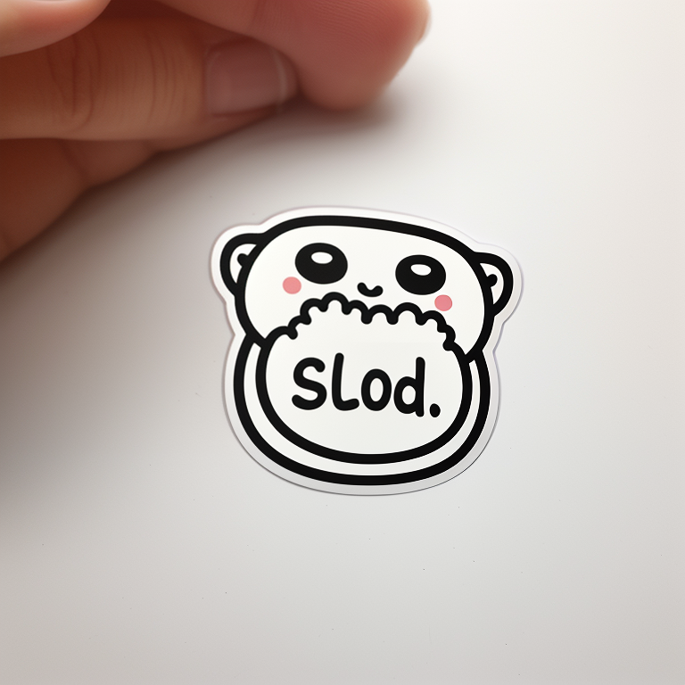 A Cute Cartoon Sticker Featuring an Adorable Character with the Word Slod