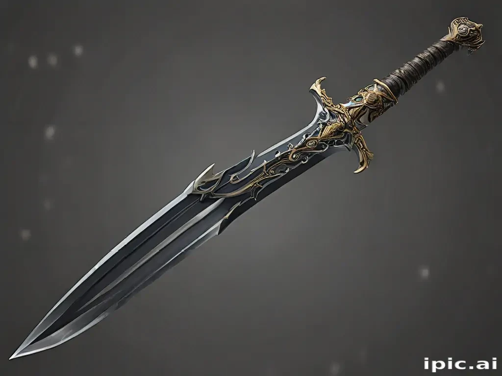 Exquisitely Crafted Fantasy Sword with Intricate Details and Elegant Design