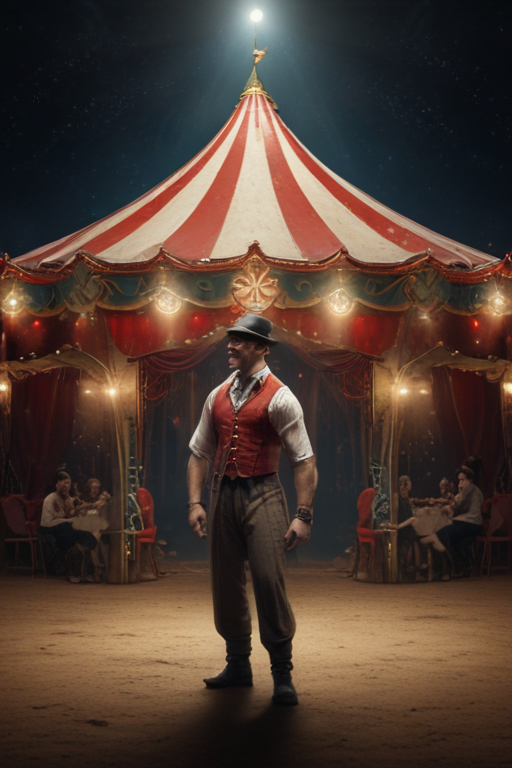 Captivating Circus Performer Stands Proudly Under the Big Top's Spotlight