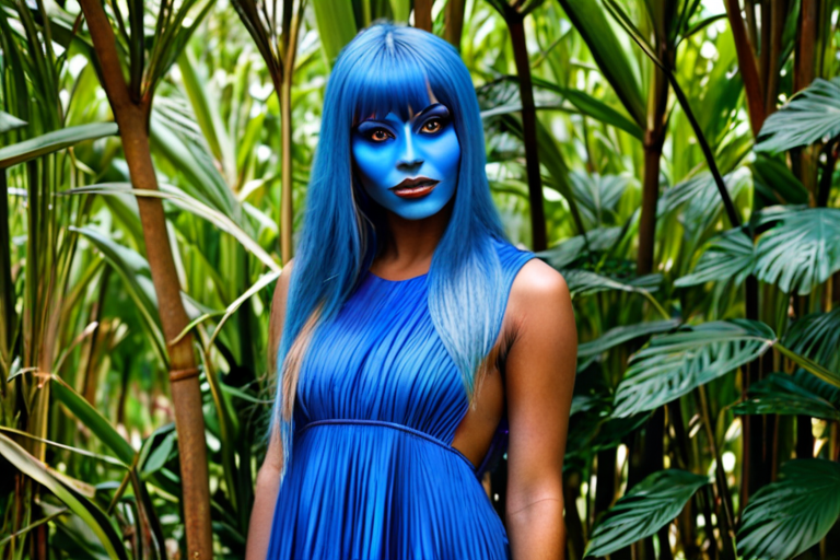 Girl in blue skin