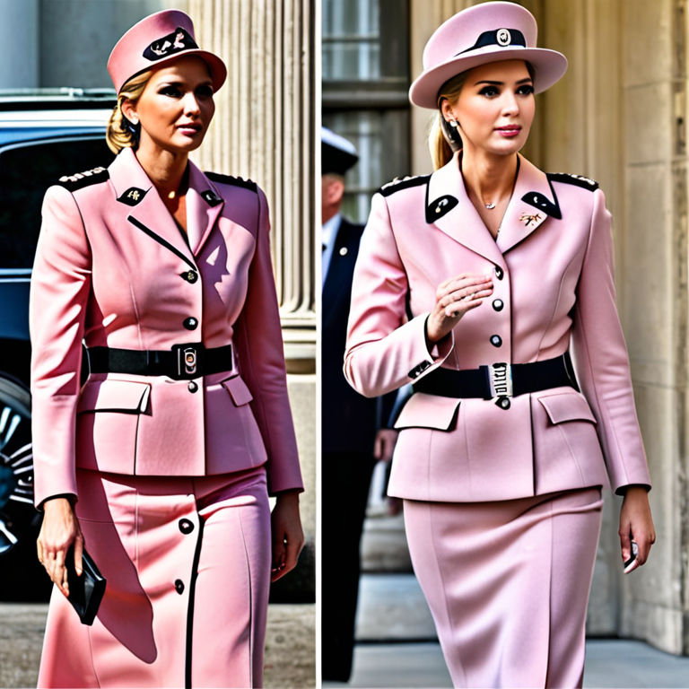 ivanka trump military dictator pink uniform in palace