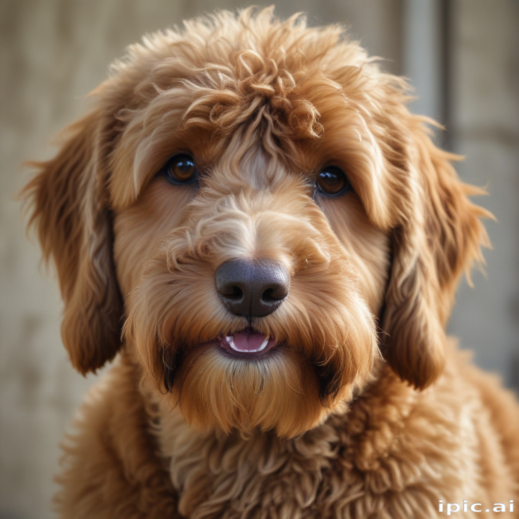 A Playful and Adorable Golden Doodle with Fluffy Fur and Bright Eyes