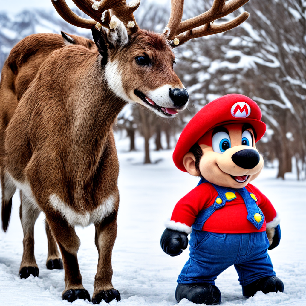 super mario as a reindeer