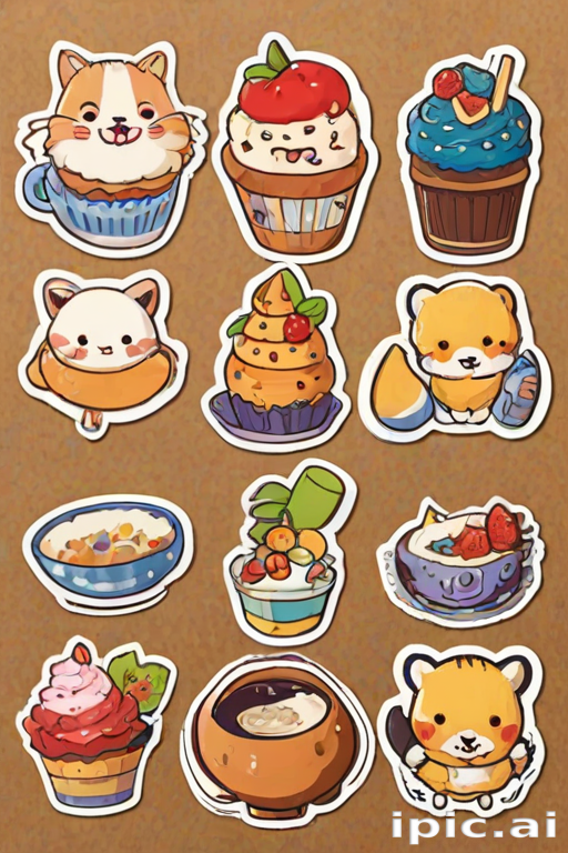 Delightful Collection of Cute Food-Themed Stickers Featuring Adorable ...
