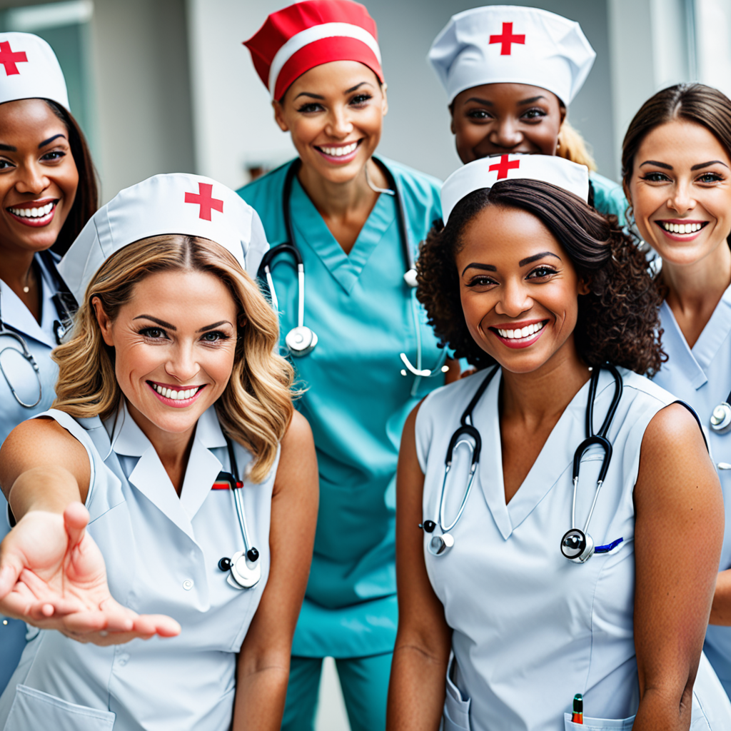 a group of nurses smiling have having fun