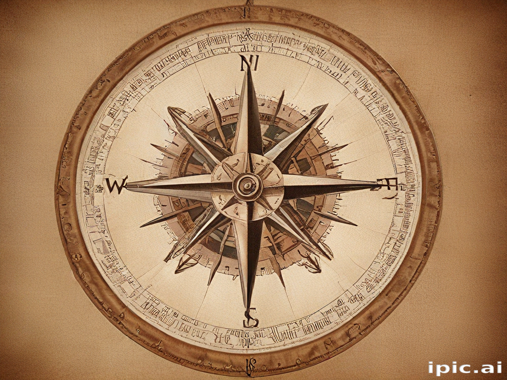 Intricate Vintage Compass Design with Cardinal Directions and ...