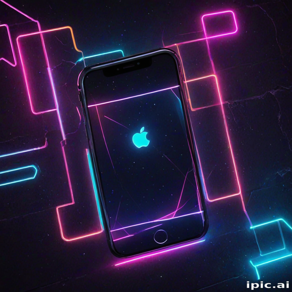 Futuristic Neon Apple Logo Displaying on a Sleek Smartphone Screen