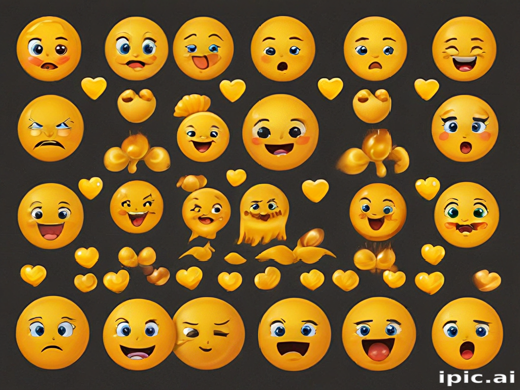 A Colorful Collection of Various Expressive Emojis Showing Different ...
