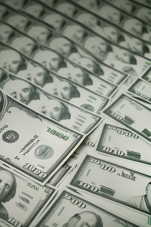 Stacked Hundred Dollar Bills Spread Out on a Flat Surface