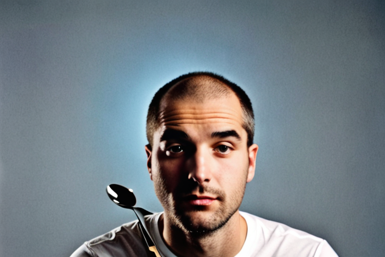 Man with spoon instead a head