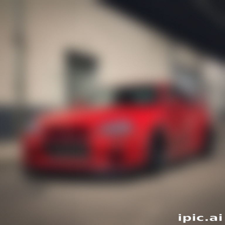 Striking Red Sports Car Parked Against a Minimalist Urban Background