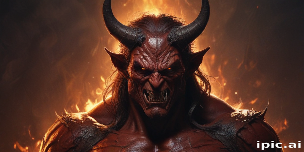 Fierce and Fiery Demon Staring Menacingly Amidst Blazing Flames Background