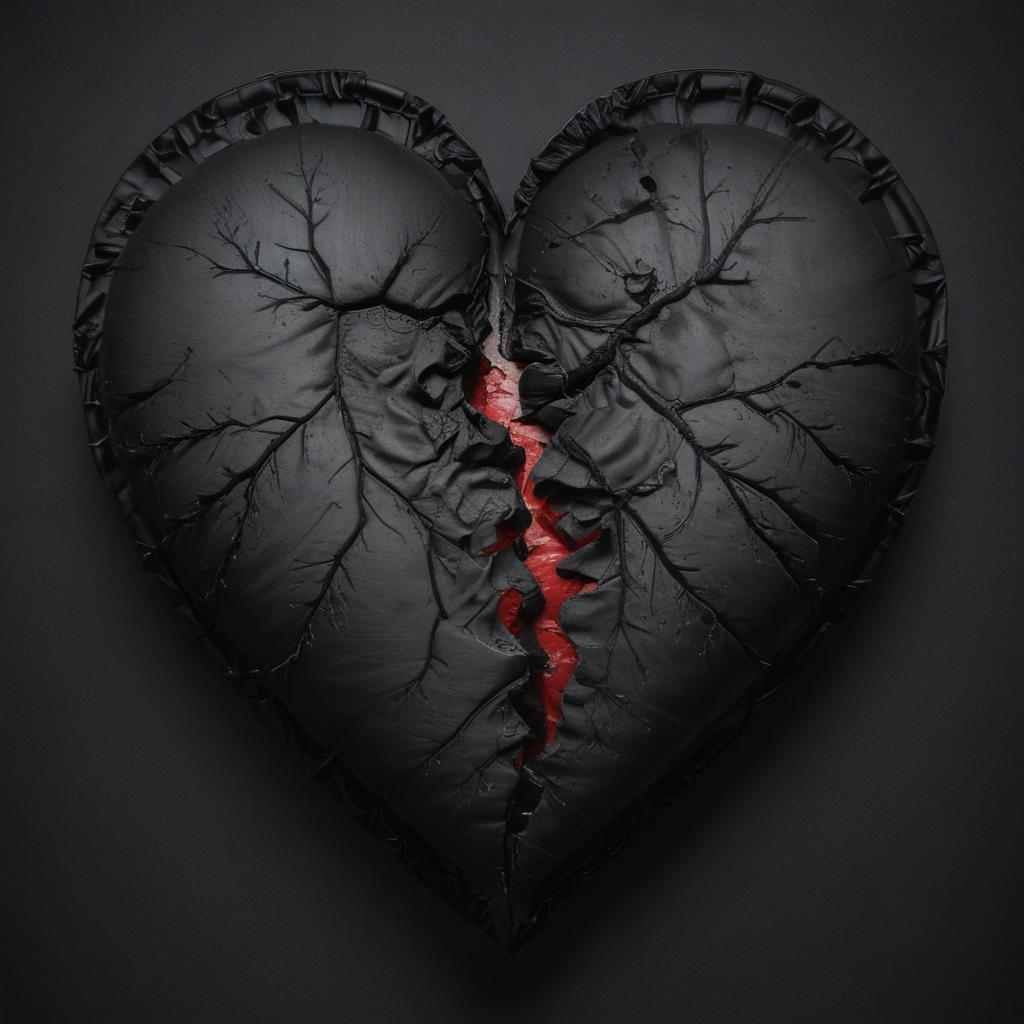 Emotional Turmoil: A Black Heart Symbolizing Heartbreak and Painful ...