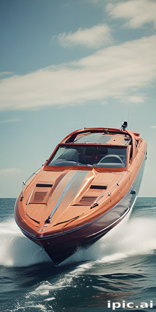 Stylish Luxury Speedboat Cutting Through Waves Under Clear Blue Sky