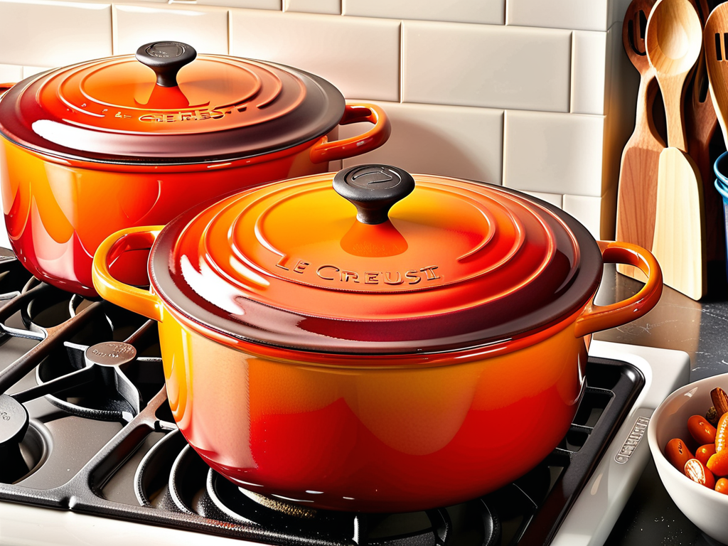 Vibrant Le Creuset Cookware in Bold Orange on a Modern Stove