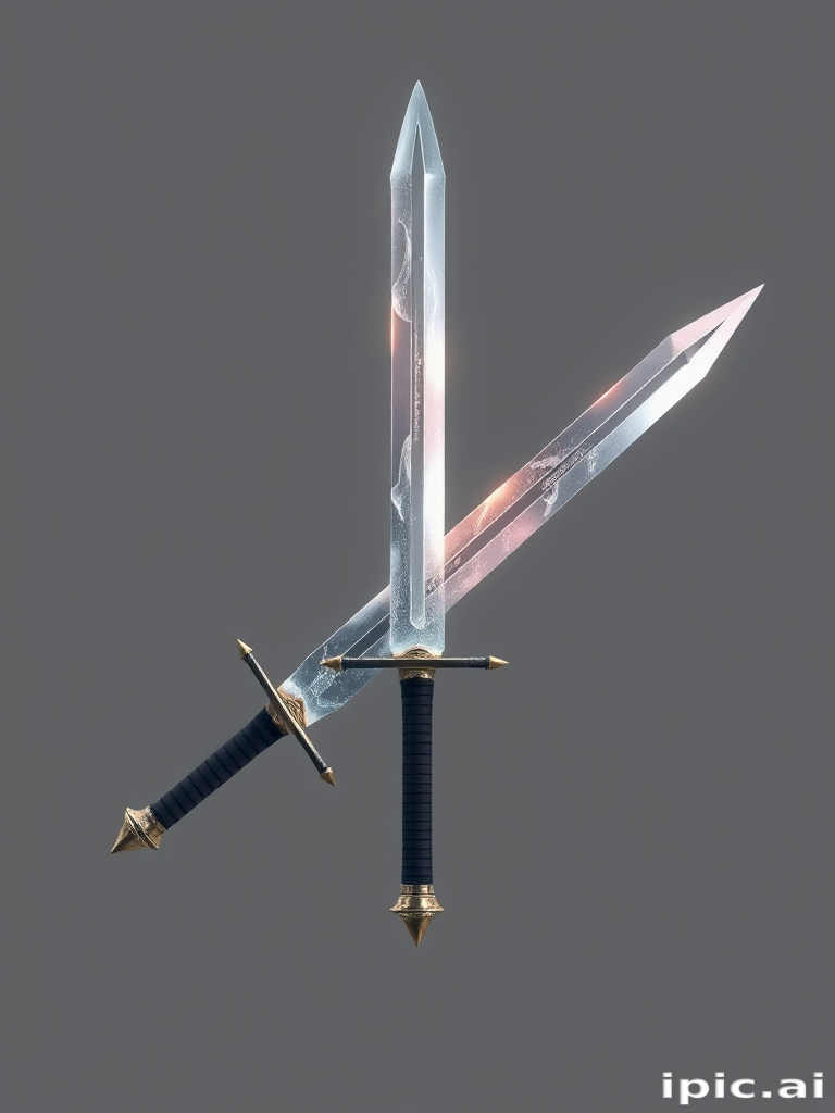 Two Intricately Designed Fantasy Swords with Glowing Blades and ...