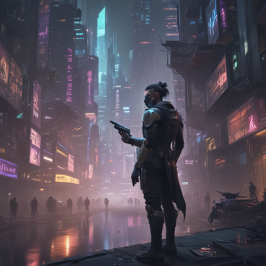 In the dystopian expanse of a cyberpunk cityscape, rebels augmented ...