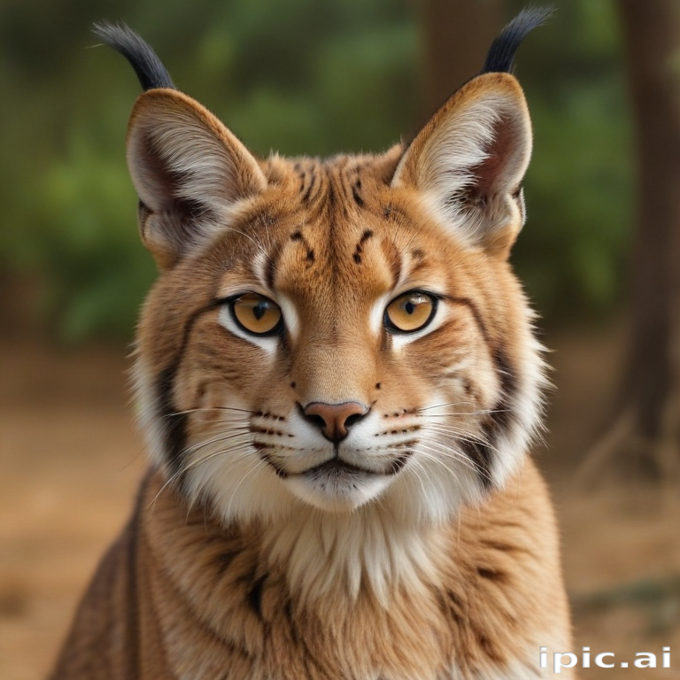 Majestic Lynx Staring Intently with Striking Eyes in Natural Habitat.
