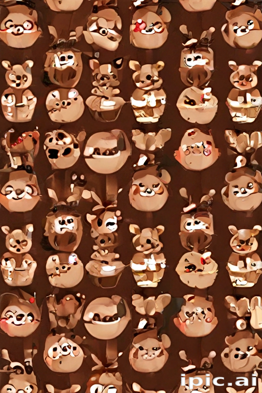 A Whimsical Collection of Cute Animal Faces in Various Expressions and ...