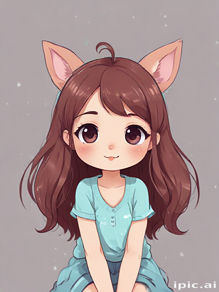 Adorable Anime Girl with Cat Ears and a Playful Smile