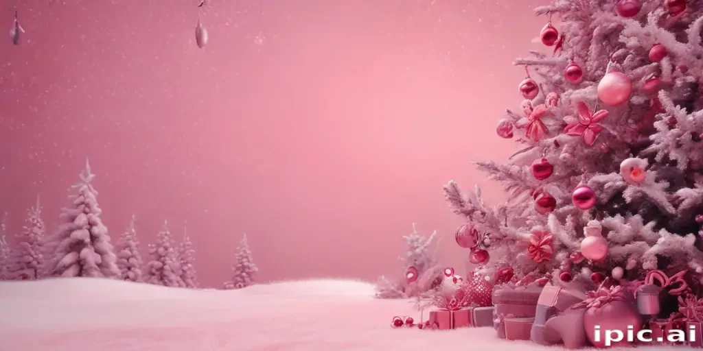 Whimsical Pink Christmas Wonderland with Decorated Tree and Gifts Galore